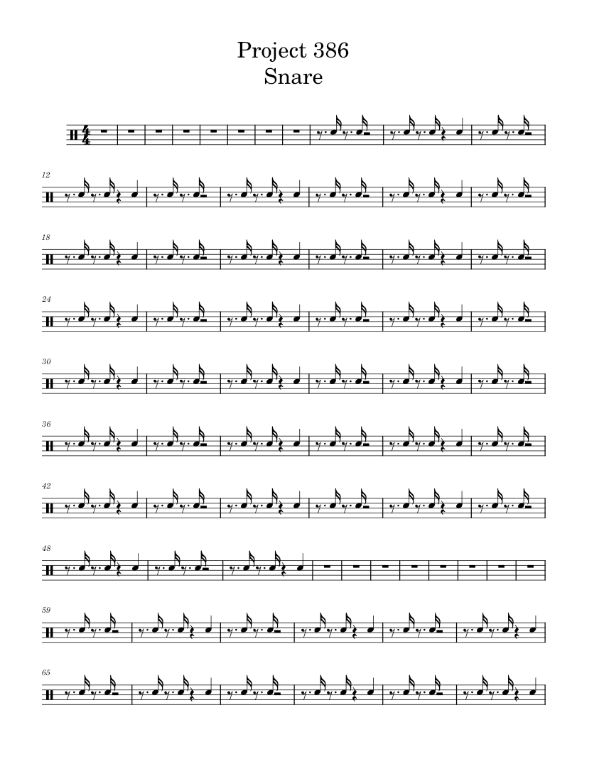 Project 386 Snare Sheet music for Drum group (Solo) | Musescore.com
