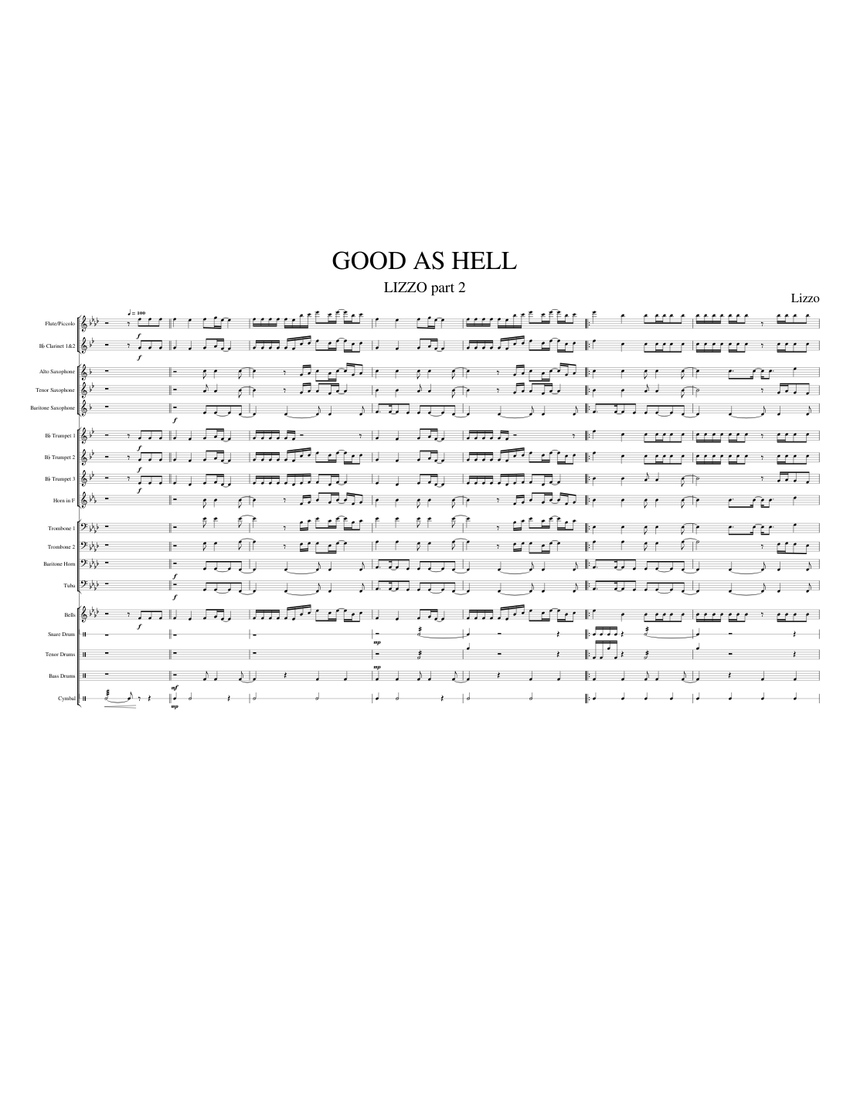 GOOD_AS_HELL Sheet Music for Trombone, Tuba, Flute, Clarinet in b-flat ...