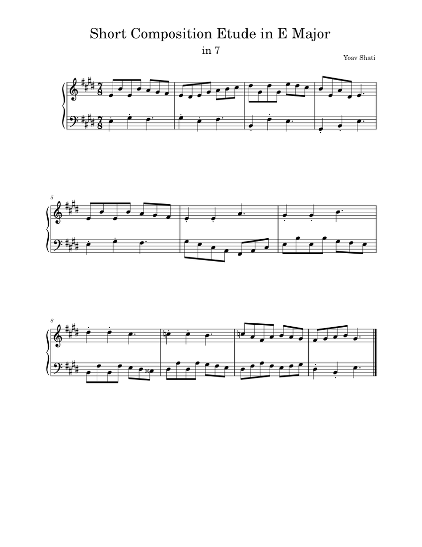 Short Composition Etude in E Major Sheet music for Piano (Solo ...