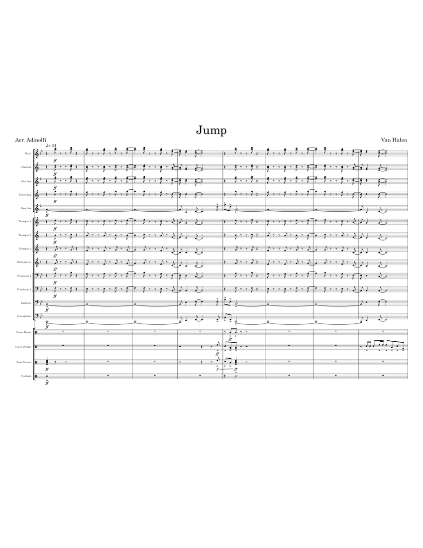 Jump – Van Halen for Marching Band Sheet Music for Trombone, Tuba ...