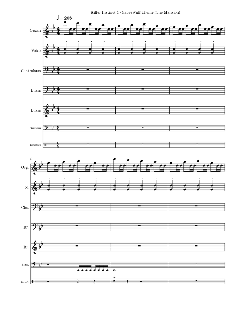 Killer instinct - Tooth and Claw - Sabrewulf theme part 2 Sheet Music ...