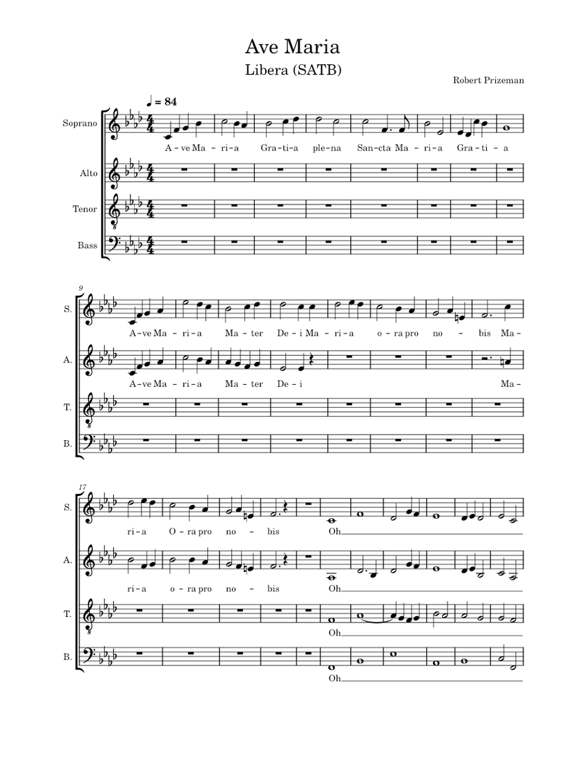 Ave_Maria - Prizeman Sheet music for Soprano, Alto, Tenor, Bass voice ...