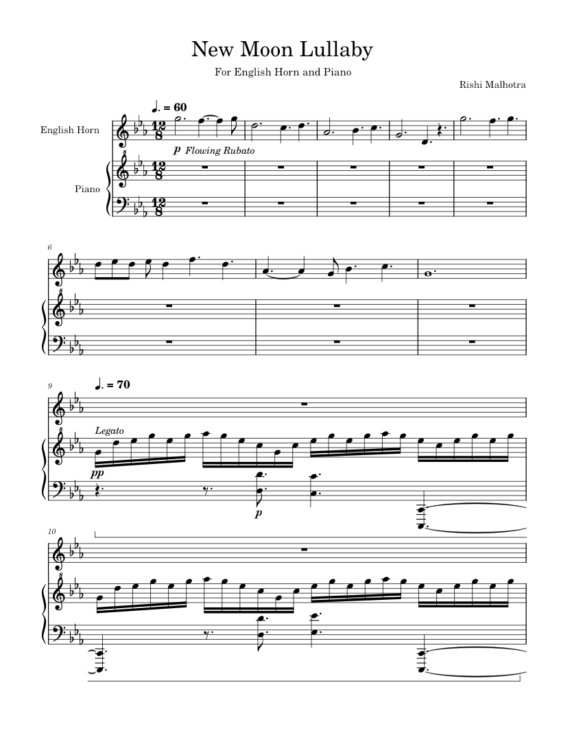 New_Moon_Lullaby Sheet Music for Piano, Oboe (Mixed Duet) | MuseScore.com