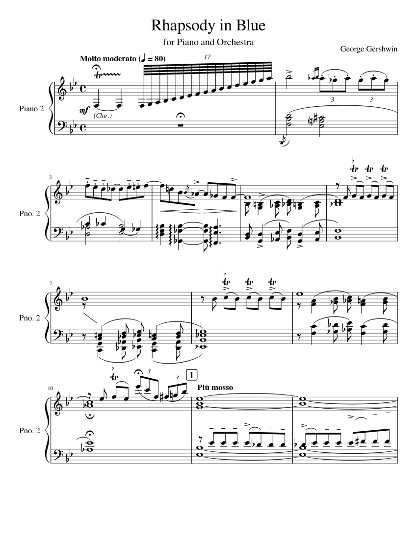 Rhapsody in Blue - George Gershwin (2 Pianos) Sheet Music for Piano ...
