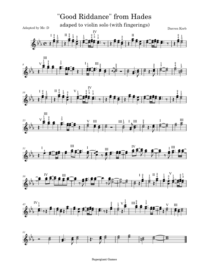Good Riddance – Darren Korb Sheet Music with Chords for Violin (Solo ...