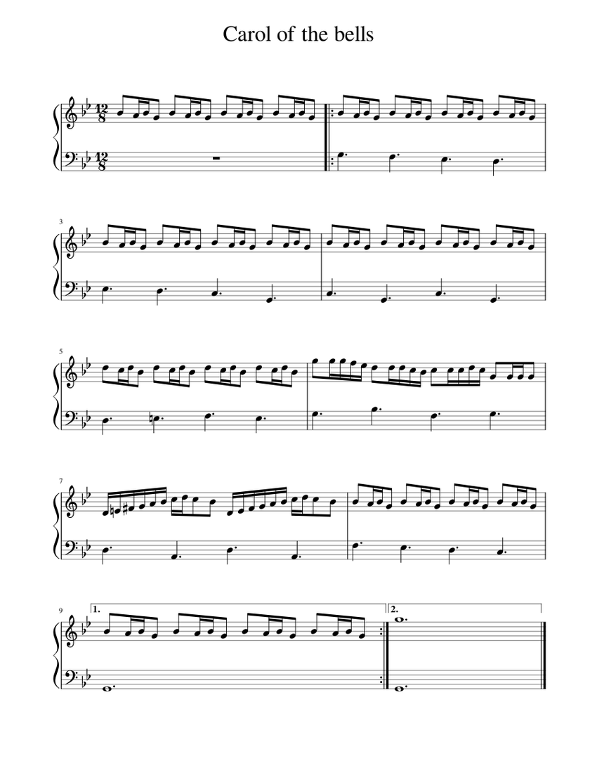 Carols Carol of the bells Sheet music for Piano (Solo) Easy | Musescore.com