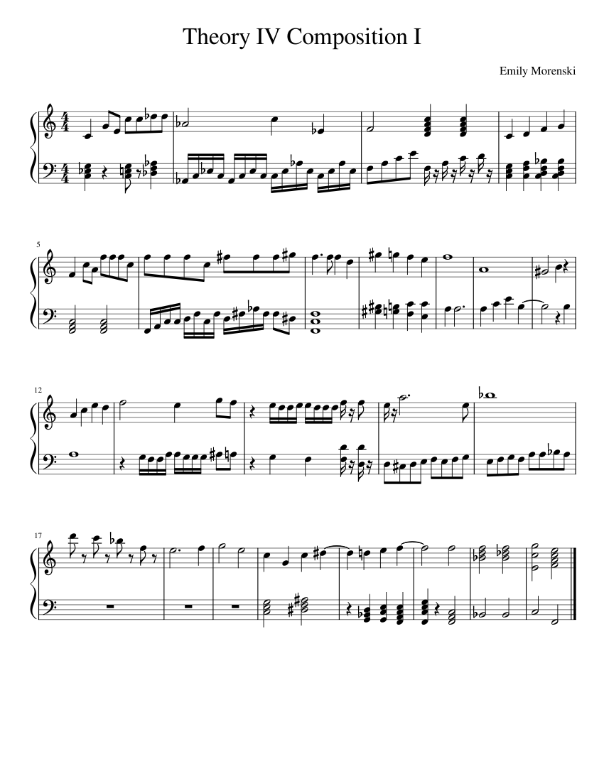 Theory IV Composition I Sheet music for Piano (Solo) | Musescore.com