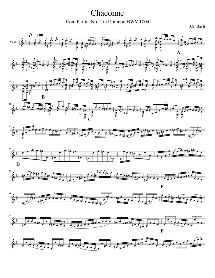 Chaconne from Partita No. 2 in D minor, BWV 1004 – Johann Sebastian ...