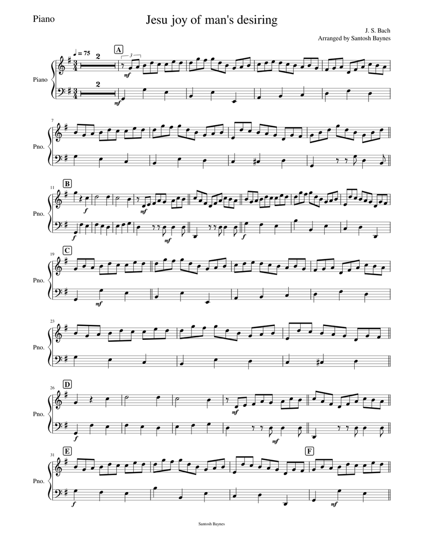 Jesu, Joy of Man's Desiring – Johann Sebastian Bach Sheet Music for ...