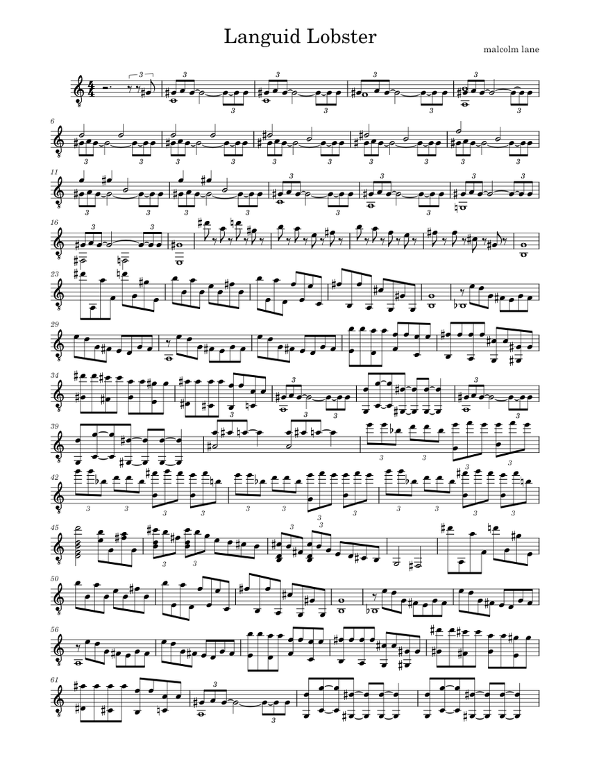 Languid Lobster Sheet music for Guitar (Solo) | Musescore.com