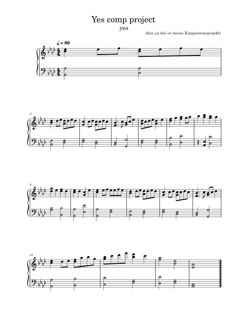 Yes comp project Sheet music for Piano (Solo) Easy | Musescore.com