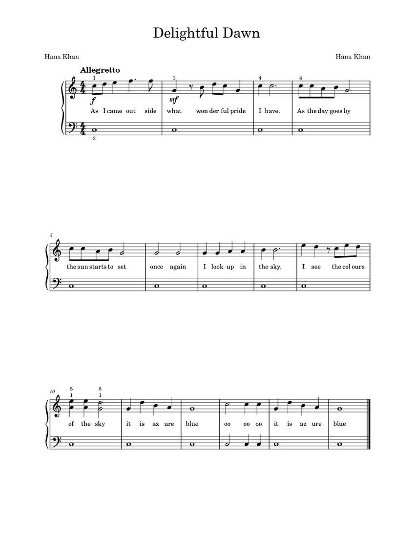 Delightful Dawn - Hana Khan Sheet music for Piano (Solo) Easy | Musescore.com