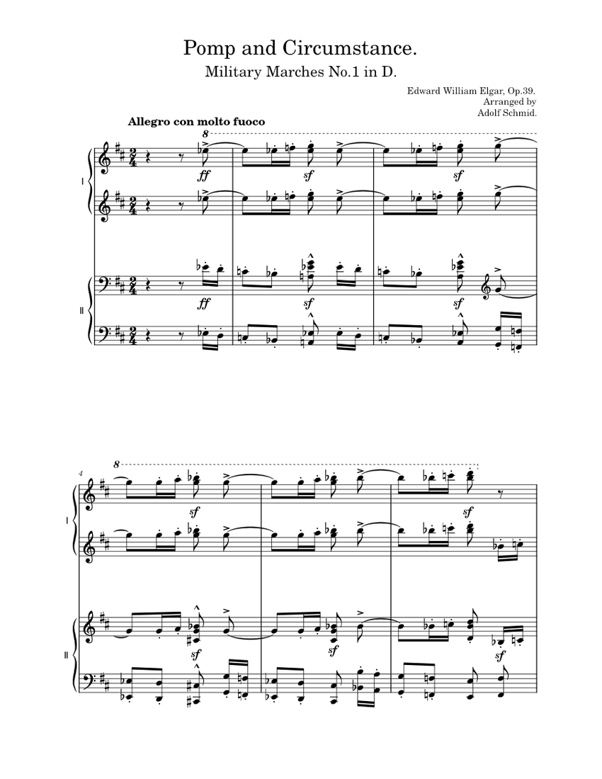 Pomp and Circumstance Military Marches No.1, Op.39 No.1 – Edward William Elgar Sheet music for ...