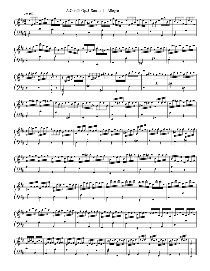A.Corelli Op.5 Sonata 1 - Allegro Sheet music for Piano (Solo) Easy | Musescore.com