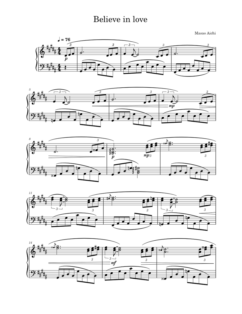 Believe in love Sheet music for Piano (Solo) | Musescore.com