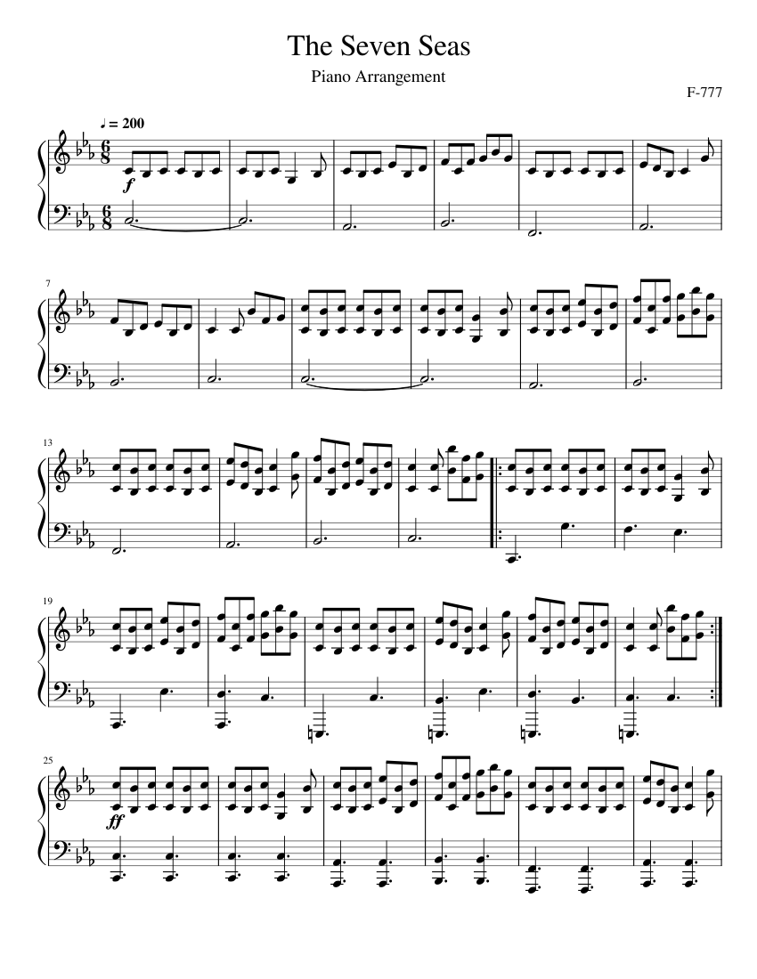 The Seven Seas Sheet Music for Piano (Solo) | MuseScore.com