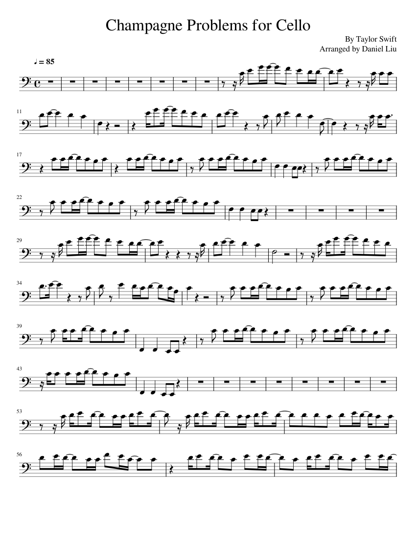 Champagne Problems - Taylor Swift (for Cello) Sheet music for Piano ...