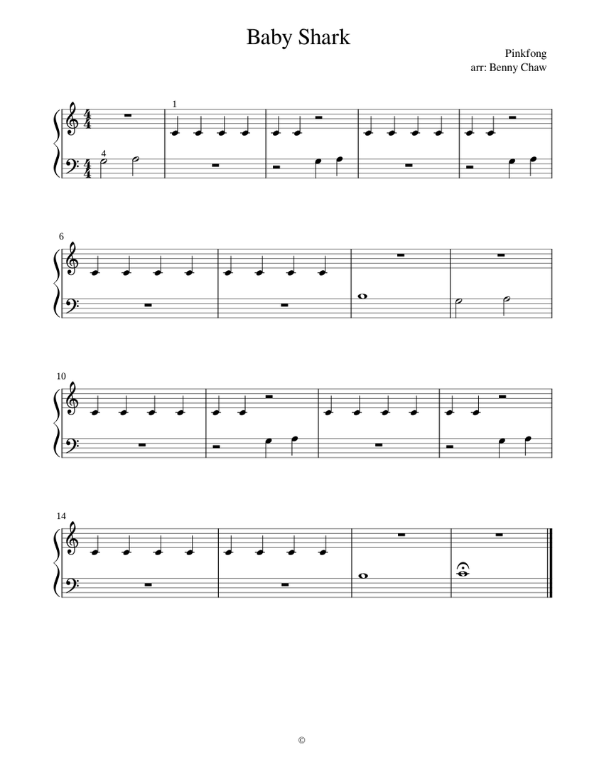 Baby Shark Sheet Music for Piano (Solo) Easy | MuseScore.com