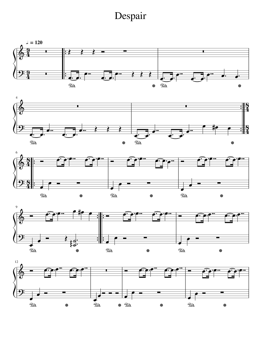 Despair Sheet music for Piano (Solo) | Musescore.com