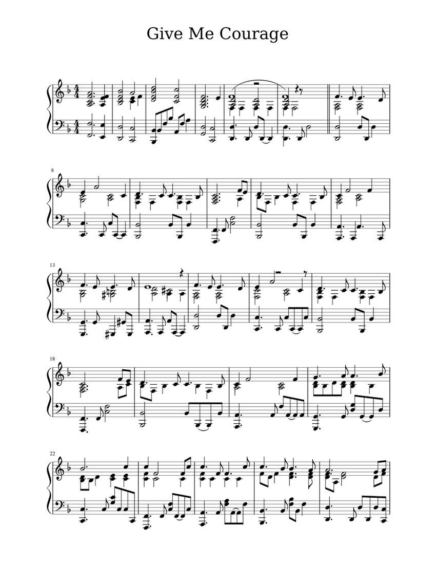 Give me courage Sheet Music (Solo) | MuseScore.com