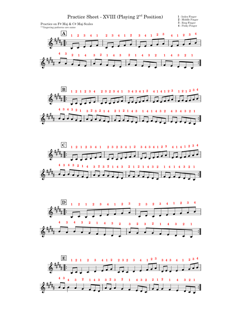 Practice Sheet - XVIII (Playing 2nd Position) Sheet music for Violin (Solo) | Musescore.com