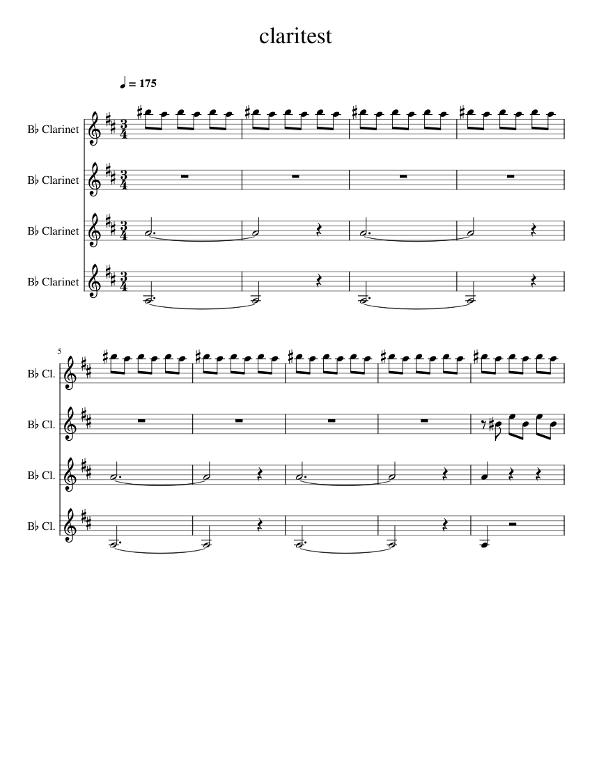 claritest Sheet music for Clarinet in b-flat (Mixed Quartet ...