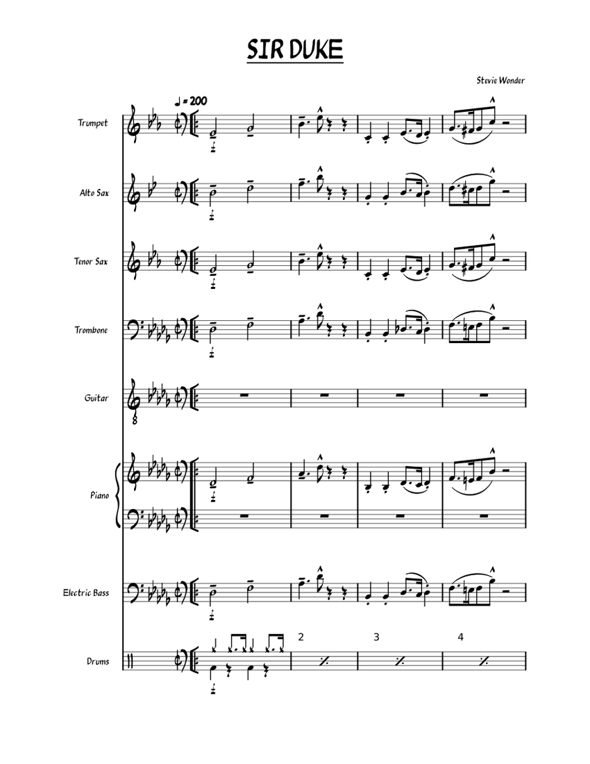 Sir duke – Stevie Wonder SIR DUKE – Stevie Wonder Sheet Music with ...