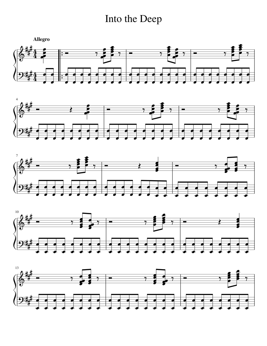 Into the Deep Sheet Music for Piano (Solo) | MuseScore.com