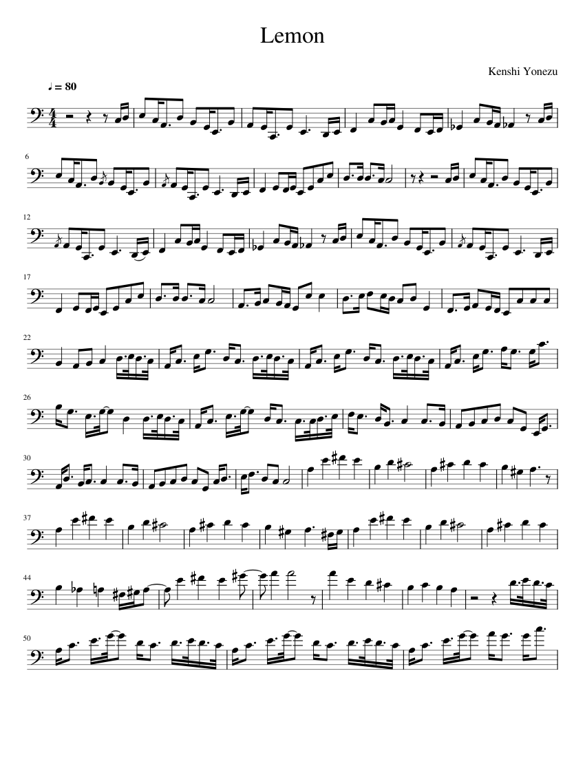 Lemon Sheet Music for Cello (Solo) | MuseScore.com