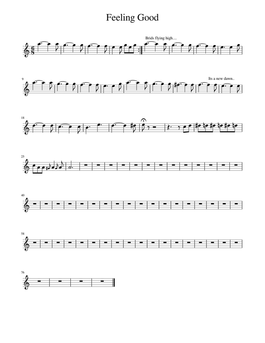 Feeling Good Sheet Music for Flute (Solo) | MuseScore.com