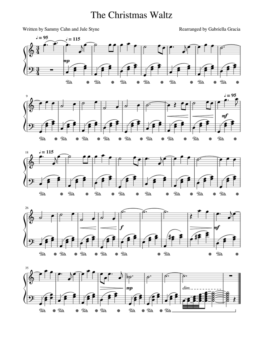 The Christmas Waltz (Solo Piano) Sheet Music for Piano (Solo) easy ...