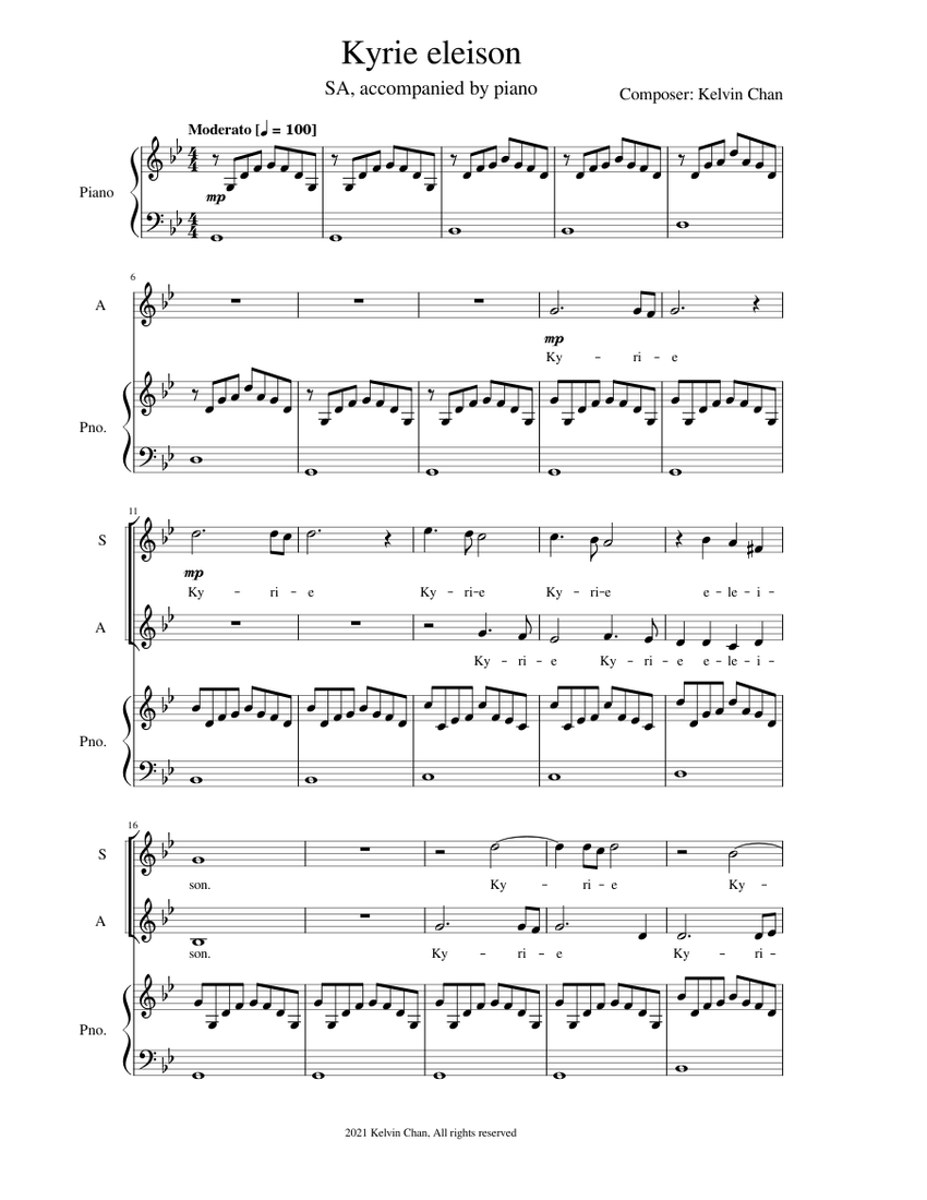 5. Kyrie eleison (SA) Sheet music for Piano, Vocals (Mixed Trio ...