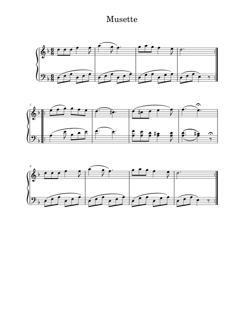 Musette – Johann Sebastian Bach Musette Sheet music for Piano (Piano ...