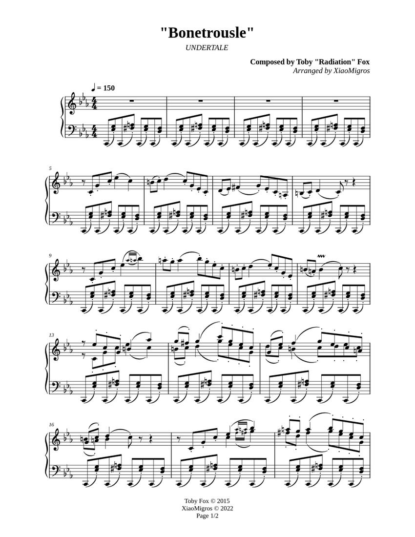 Bonetrousle - UNDERTALE Sheet music for Piano (Solo) | Musescore.com