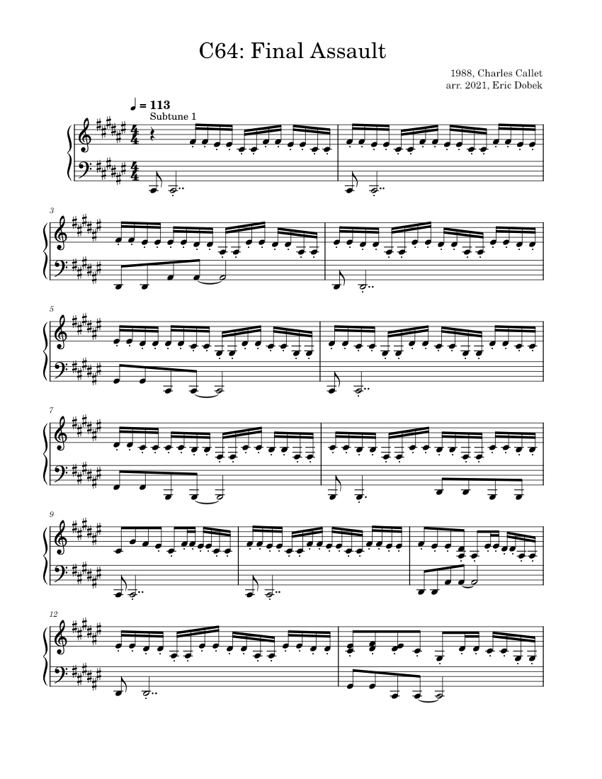 C64: Final Assault – Charles Callet Sheet music for Piano (Solo ...