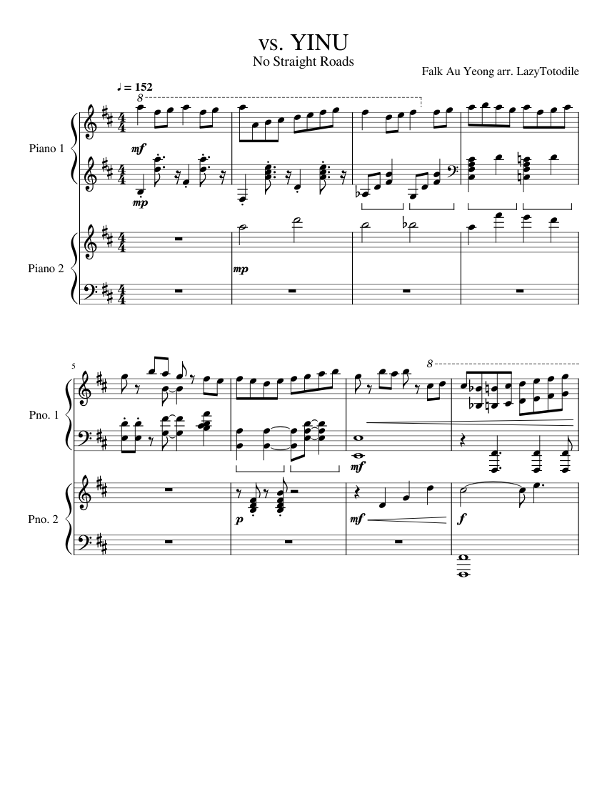 vs. YINU Sheet Music for Piano (Piano Duo) | MuseScore.com