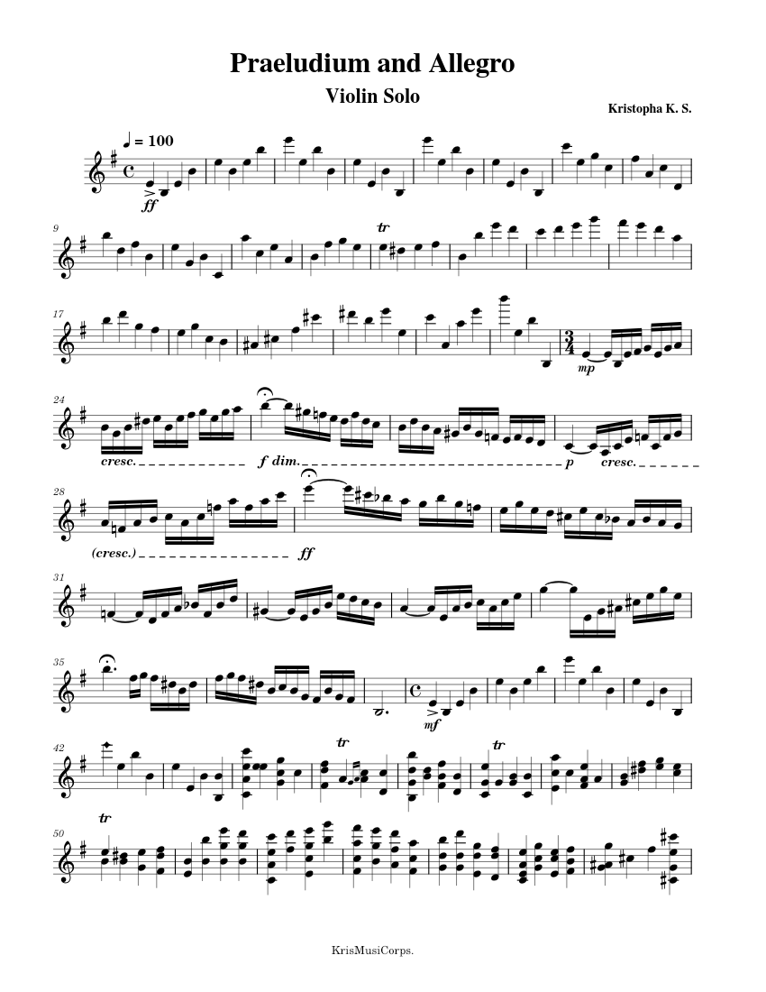 Praeludium and Allegro in the Style of Pugnani – Fritz Kreisler ...