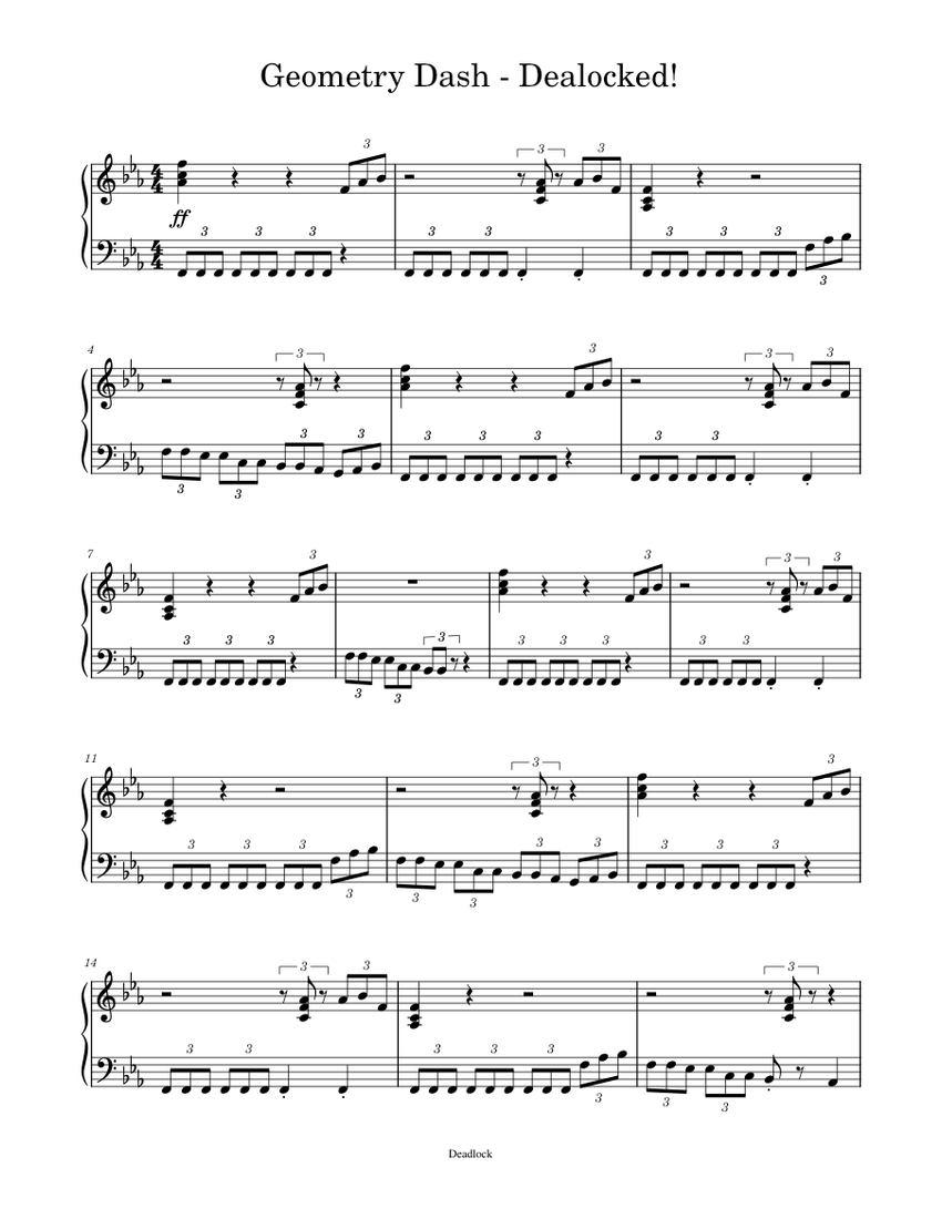 Deadlock Sheet Music for Piano (Solo) Easy | MuseScore.com