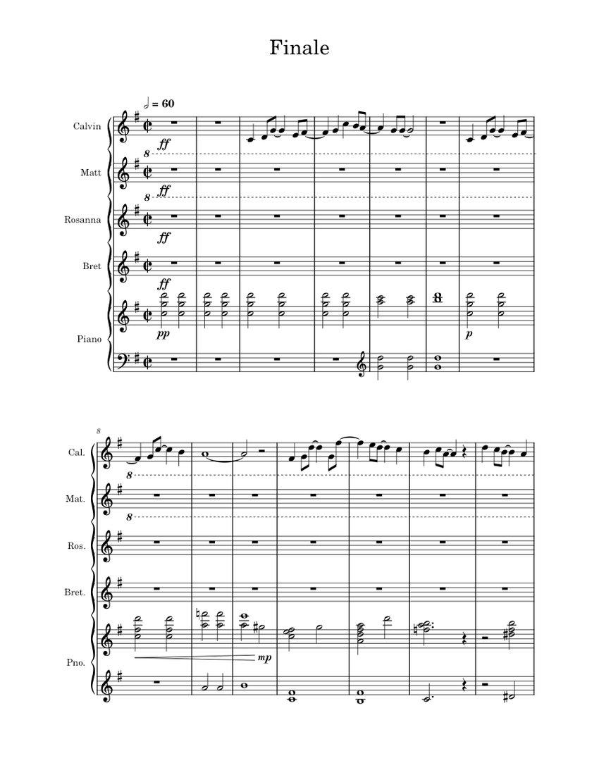 Finale (Calvin Berger) 20 Finale with Vocals Sheet Music for Piano ...