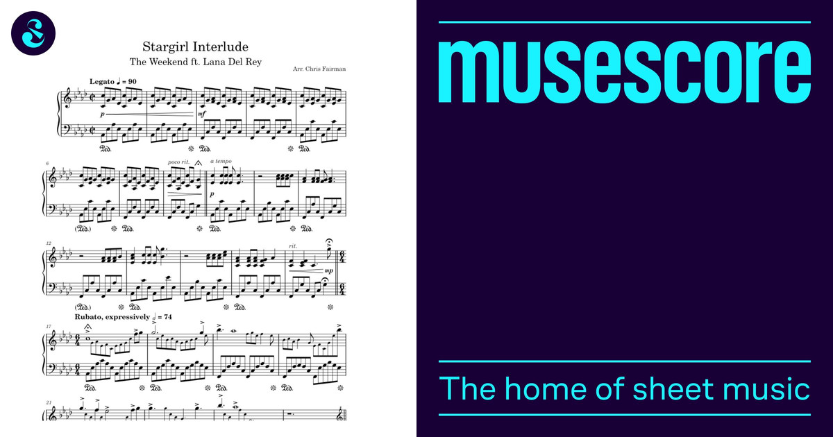 Stargirl Interlude - The Weekend, Lana Del Rey Sheet music for Piano ...