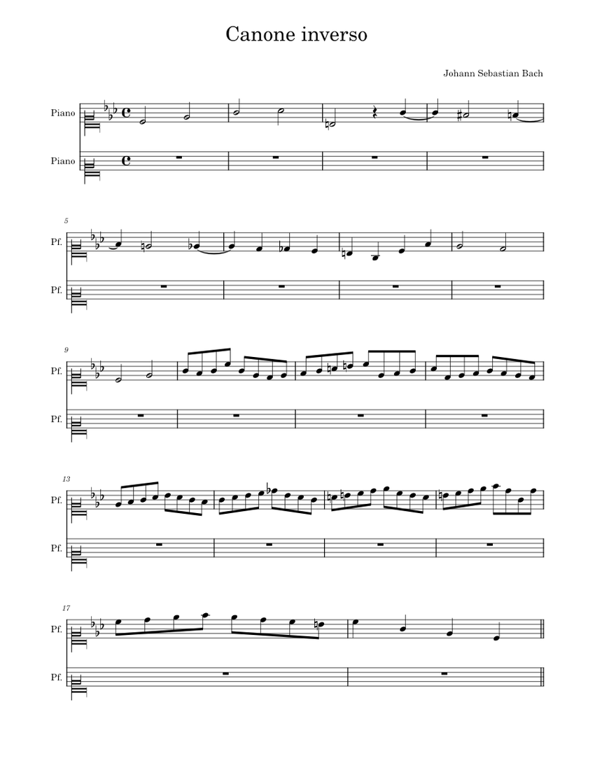 Canone inverso Sheet Music for Piano (Piano Duo) | MuseScore.com