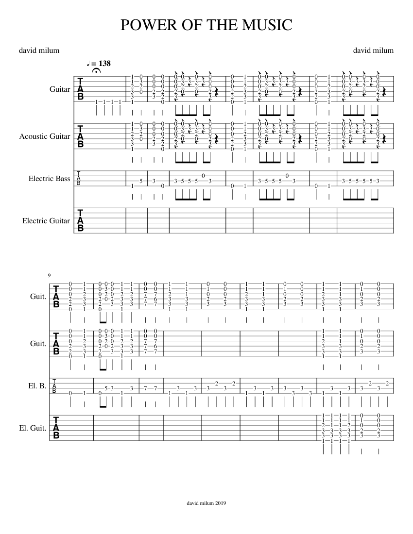 power_of_the_music Sheet music for Guitar, Bass guitar (Mixed Quartet ...