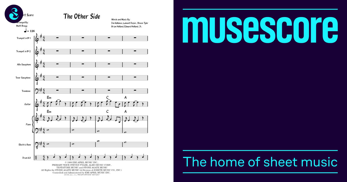 The Other Side (arr. Matt Bragg ) - Aerosmith Sheet Music with Chords ...