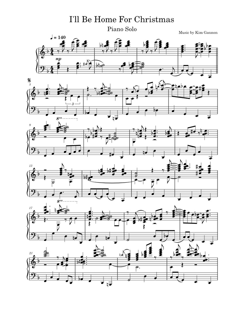 I'll Be Home For Christmas Sheet Music for Piano (Solo) | MuseScore.com