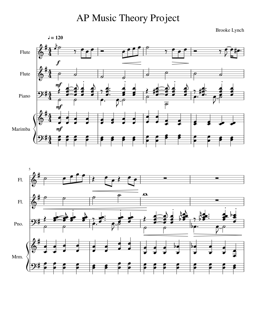 AP Music Theory Project Sheet music for Piano, Flute, Marimba (Mixed ...