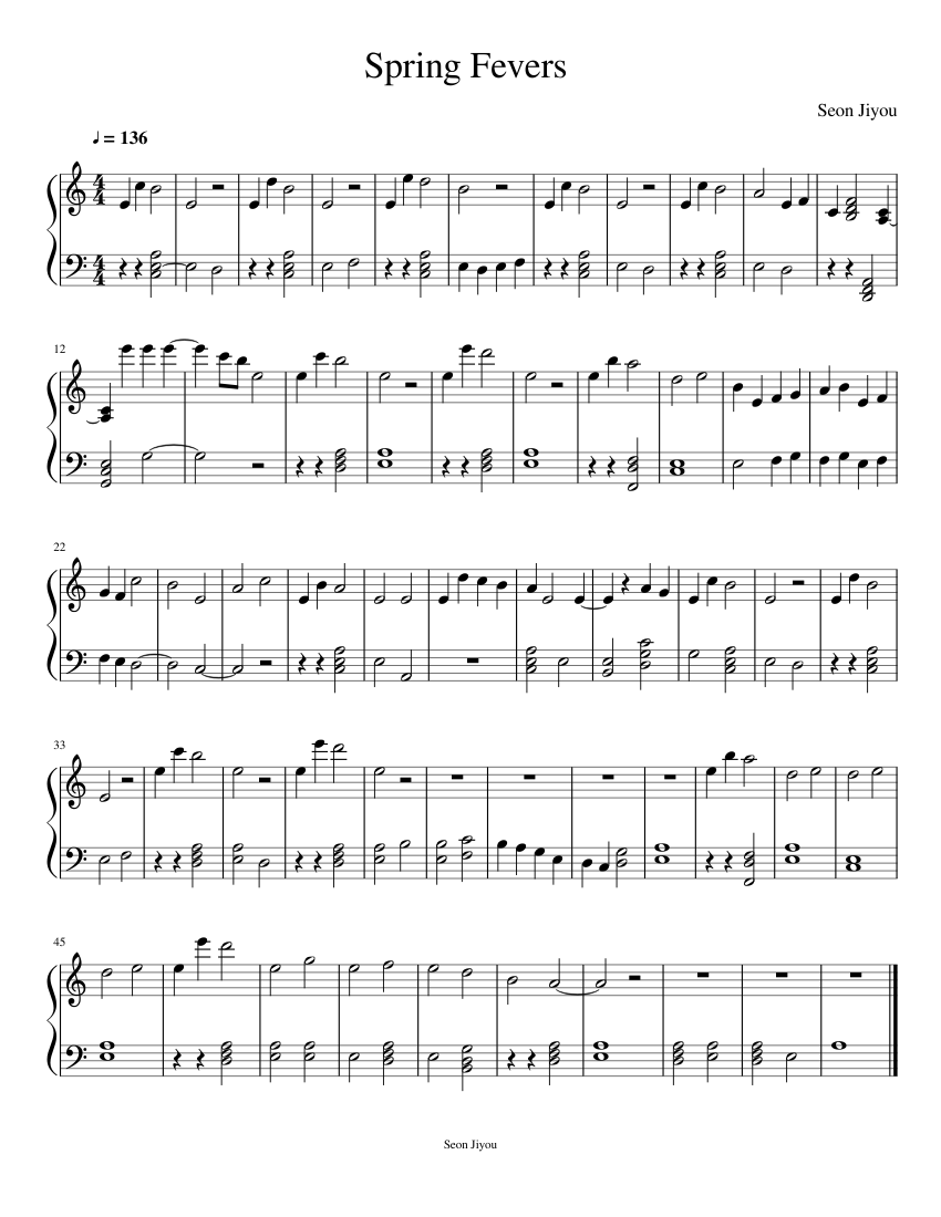 Spring Fevers Sheet music for Piano (Solo) Easy | Musescore.com
