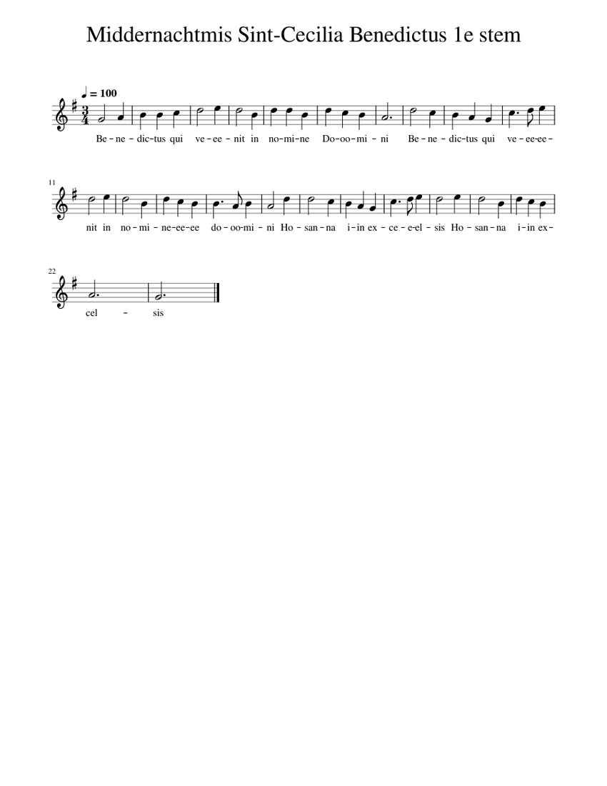 Middernachtmis Sint-Cecilia Benedictus 1e stem - piano tutorial