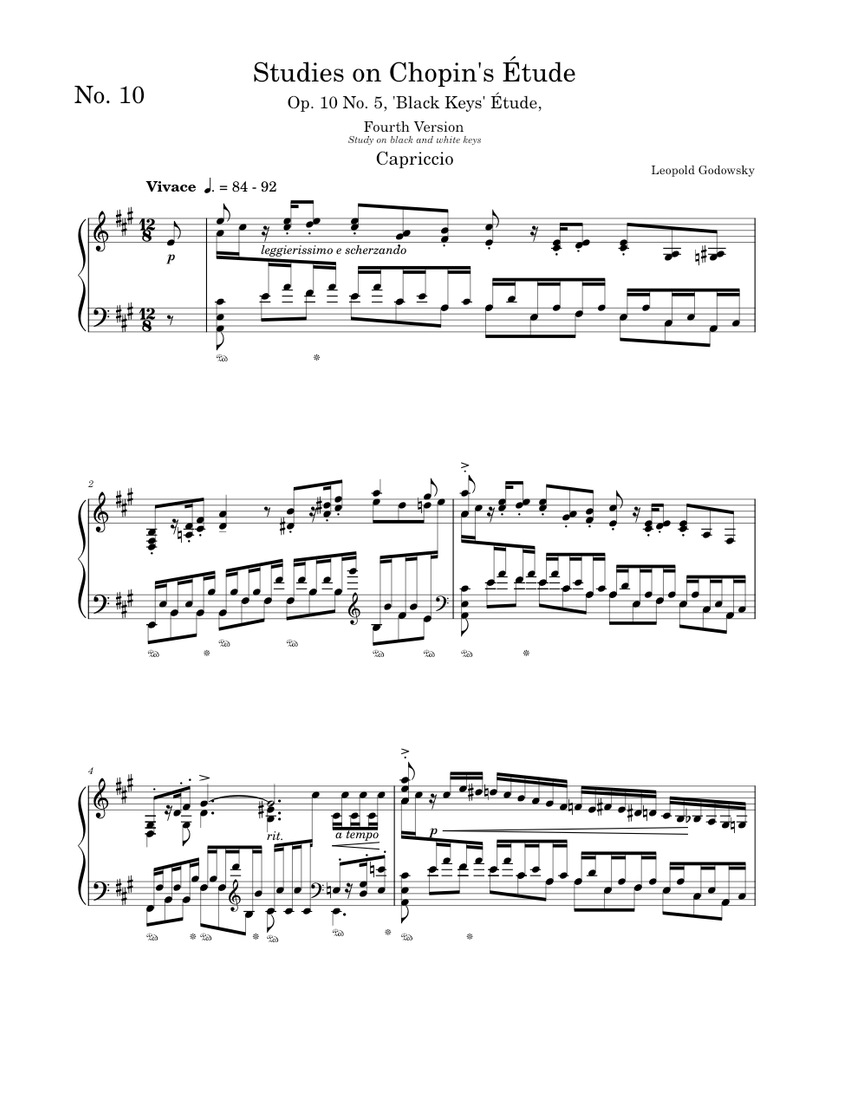 Study No. 10 on Chopin's Étude (Op. 10 No. 5) Capriccio – Leopold Godowsky Sheet music for Piano ...