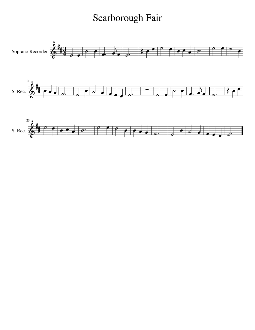 Scarborough fair – Misc Traditional Scarborough Fair One Part Sheet ...