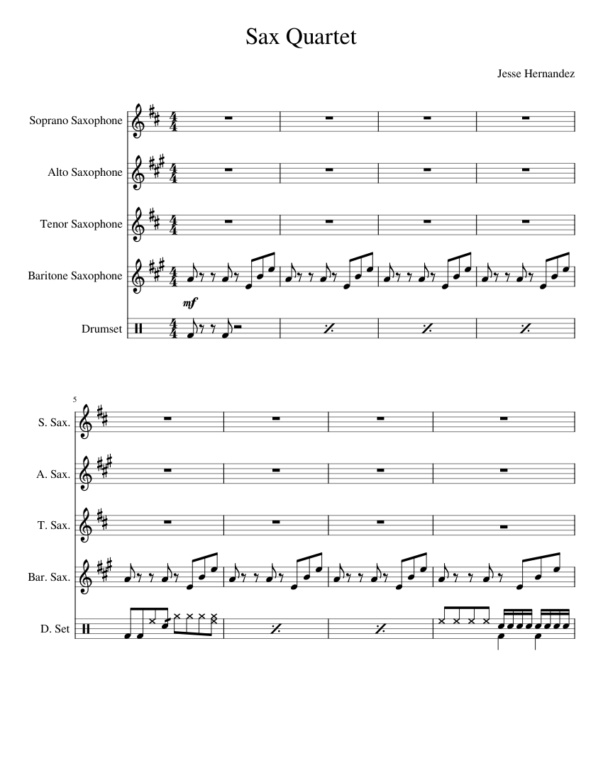 Sax_Quartet Sheet music for Saxophone alto, Saxophone tenor, Saxophone ...